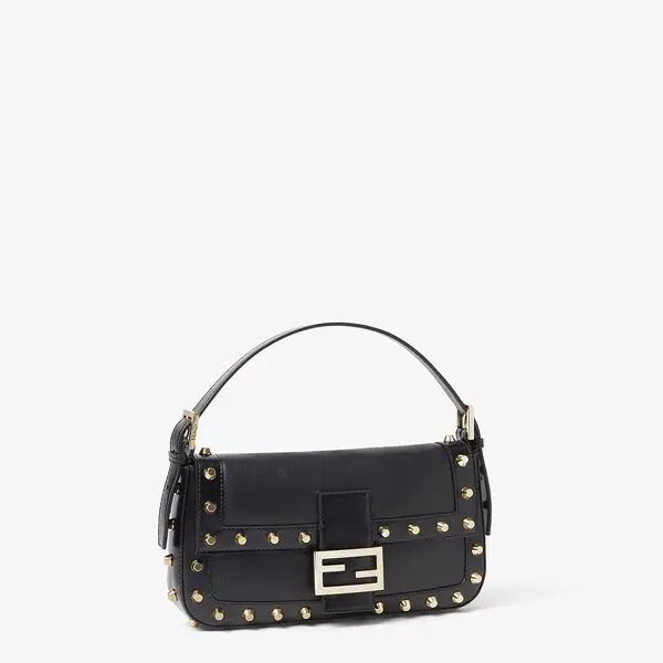 Fendi Baguette® 26424 Black Nappa Leather Bag With Studs